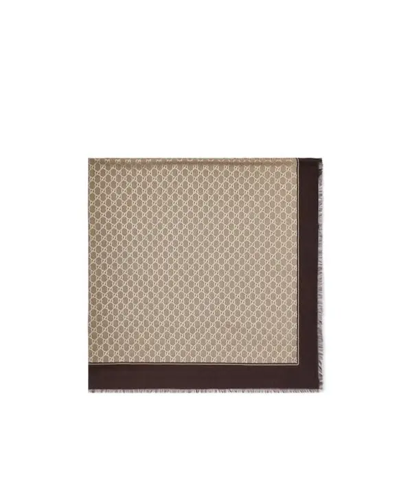 Gucci Monogrammed Fringe-edge Shawl - Camel