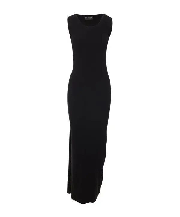 Balenciaga Sleeveless Ribbed Jersey Maxi Dress