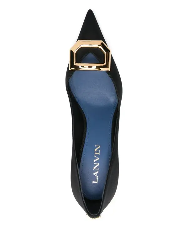 LANVIN Sculpted-heel Pumps With Gold Buckle - Black