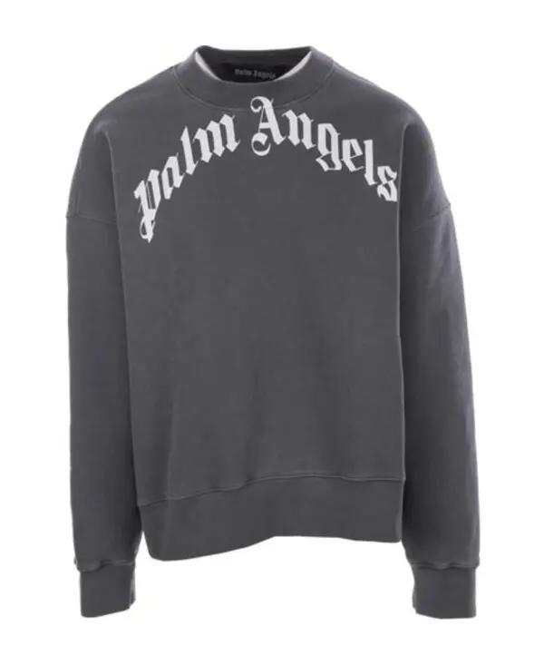 Palm Angels Logo Printed Crewneck Sweatshirt - Black