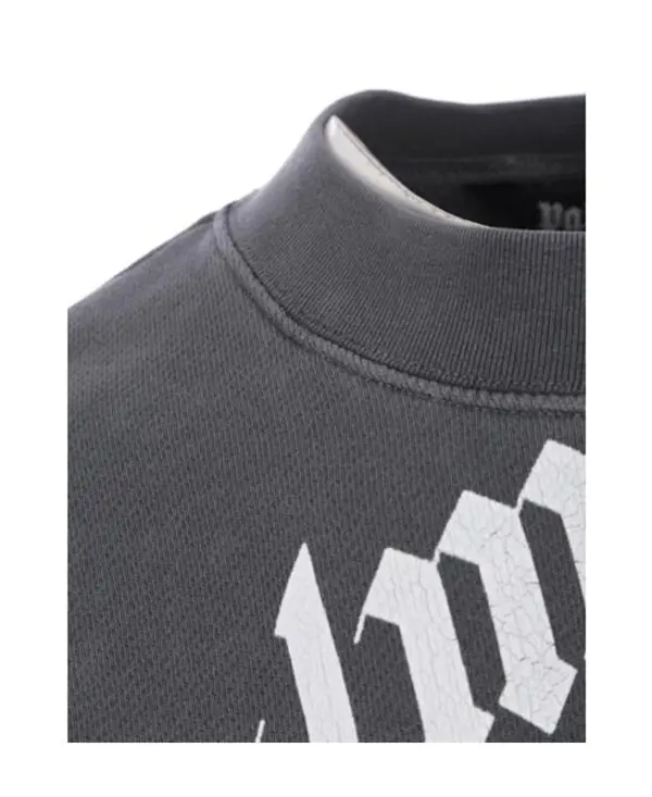 Palm Angels Logo Printed Crewneck Sweatshirt - Black