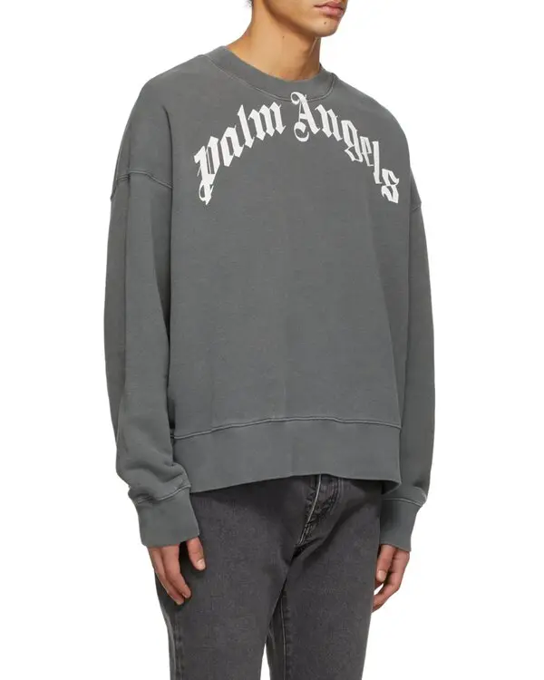Palm Angels Logo Printed Crewneck Sweatshirt - Black