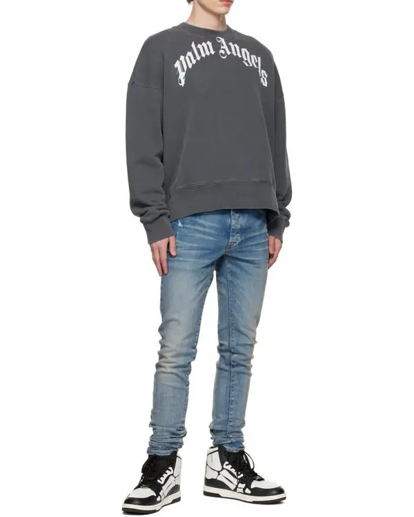 Palm Angels Logo Printed Crewneck Sweatshirt - Black