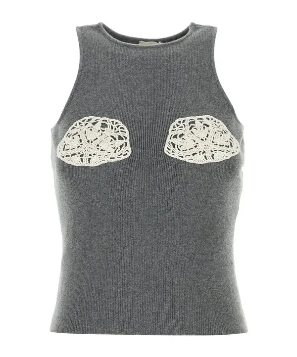 Magda Butrym Crochet-detail Knitted Top - Grey