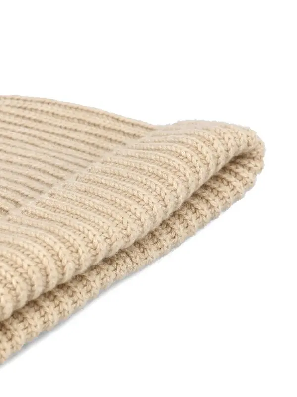 Loro Piana Ribbed Knit Beanie - Nude