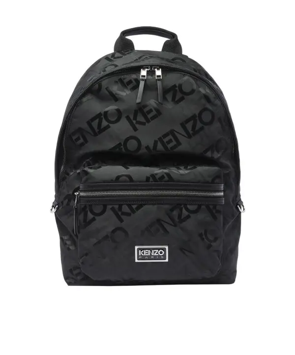 Kenzo Logo Jacquard Zipped Backpack - Black