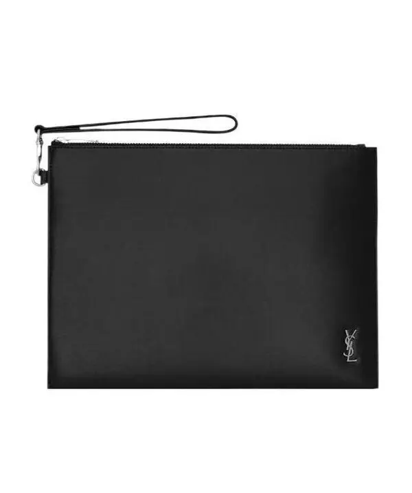 Saint Laurent Monogram Zipped Clutch Bag - Black