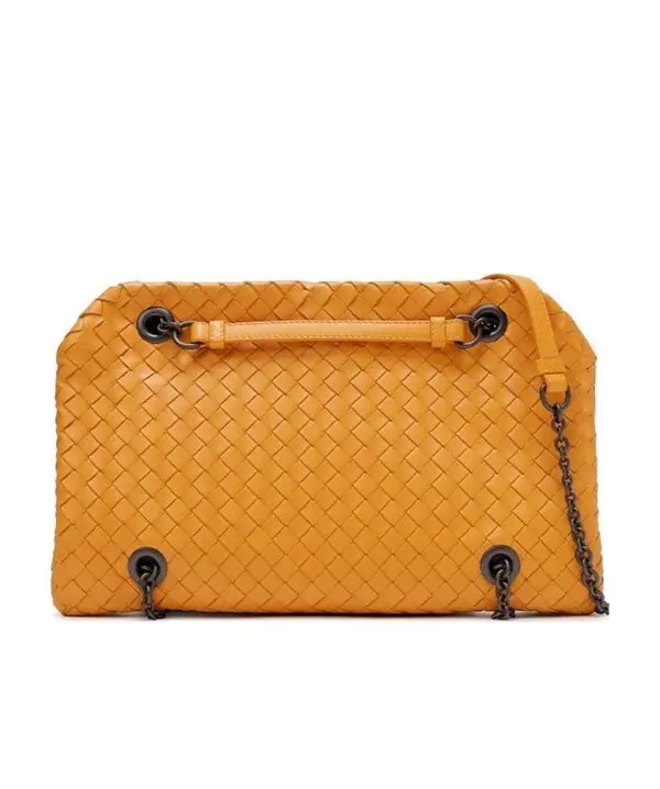 Bottega Veneta Woven Leather Shoulder Bag - Orange