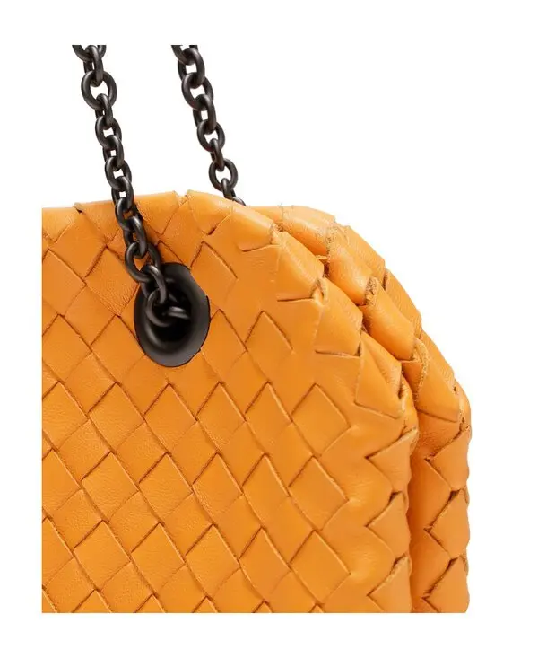 Bottega Veneta Woven Leather Shoulder Bag - Orange