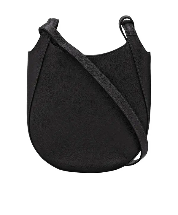 Longchamp Curved Leather Shoulder Bag - Black