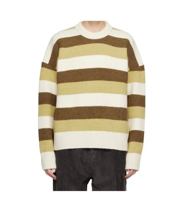 Ami Striped Crew Neck Sweater - Bronze/fenise/offal White