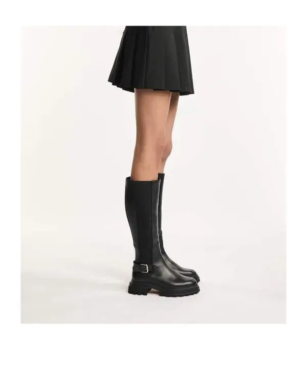 Hogan Knee-high Leather Boots With Buckle Detailing