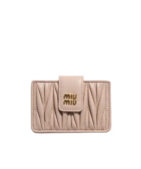Miu Miu Matelassé Nappa Leather Card Holder - Pink