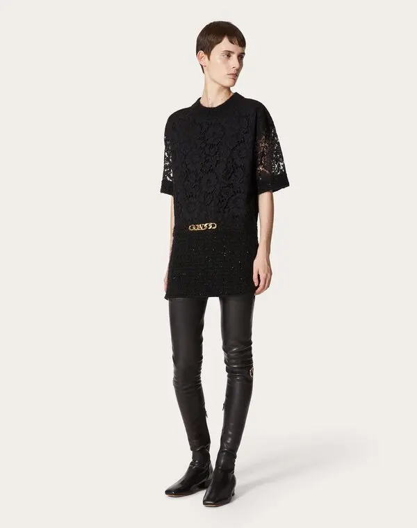 Valentino Garavani Vlogo Chain Embellished Lace Dress