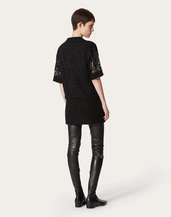 Valentino Garavani Vlogo Chain Embellished Lace Dress