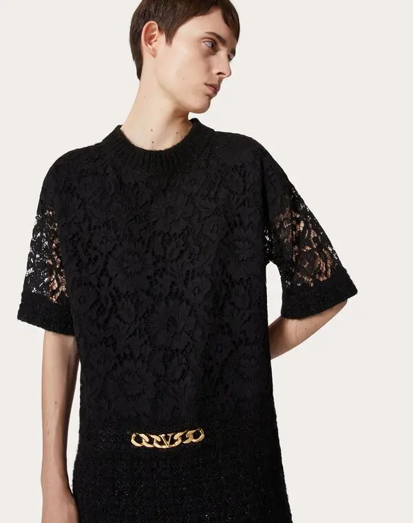 Valentino Garavani Vlogo Chain Embellished Lace Dress