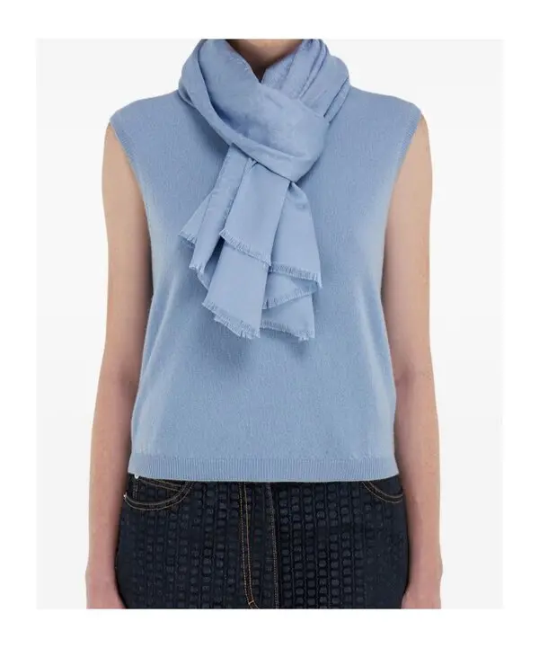 FERRAGAMO Gancini Fringed-edge Scarf - Blue