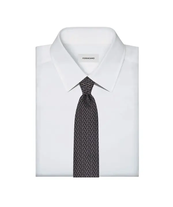 FERRAGAMO Gancio Squiggle Jacquard Neck Tie