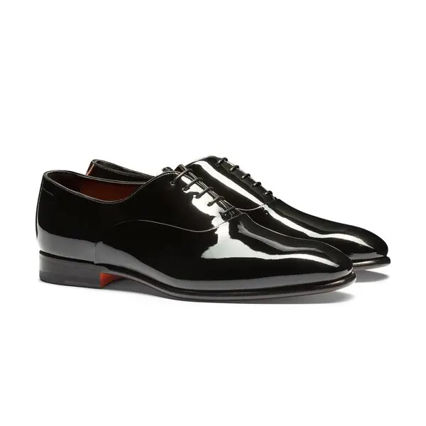 Santoni Almond Toe Lace-up Oxfords - Black