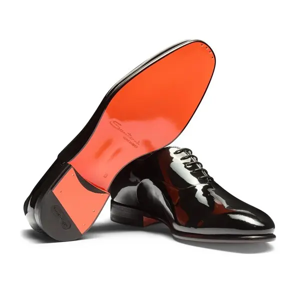 Santoni Almond Toe Lace-up Oxfords - Black