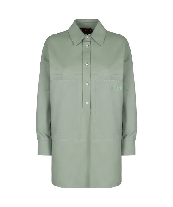Gucci Embroidered Cotton Shirt - Green