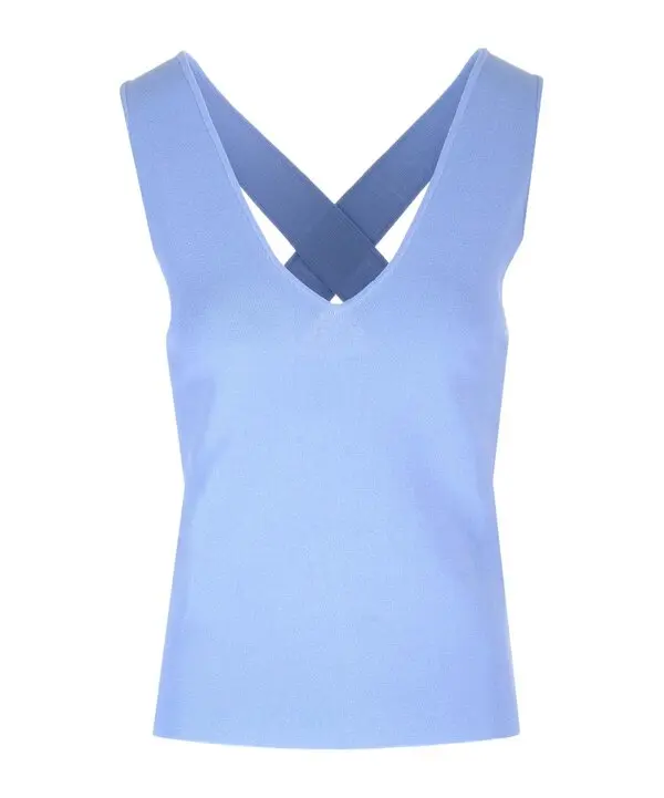 P.a.r.o.s.h Plunging V-neck Knitted Top With Wide Shoulder Straps