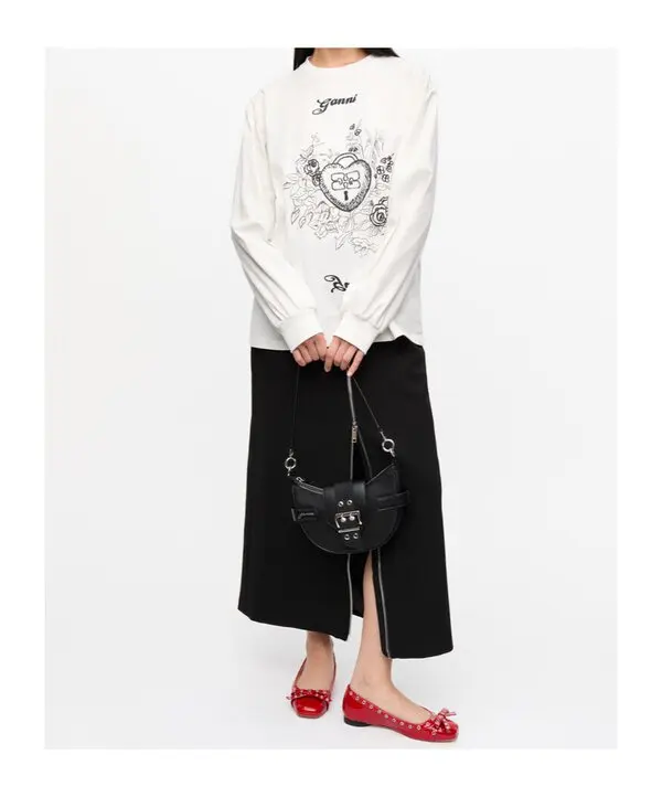 GANNI Re-cut Heavy Long Sleeve T-shirt With Graphic Print
