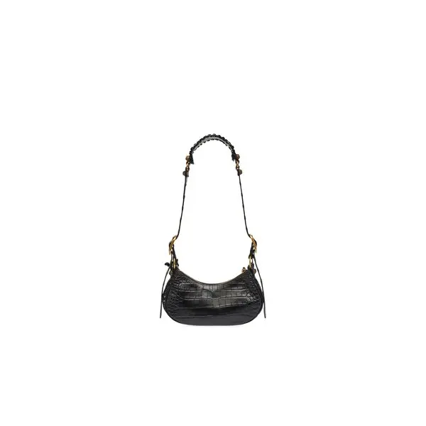 Balenciaga Cagole Embossed Shoulder Bag - Black
