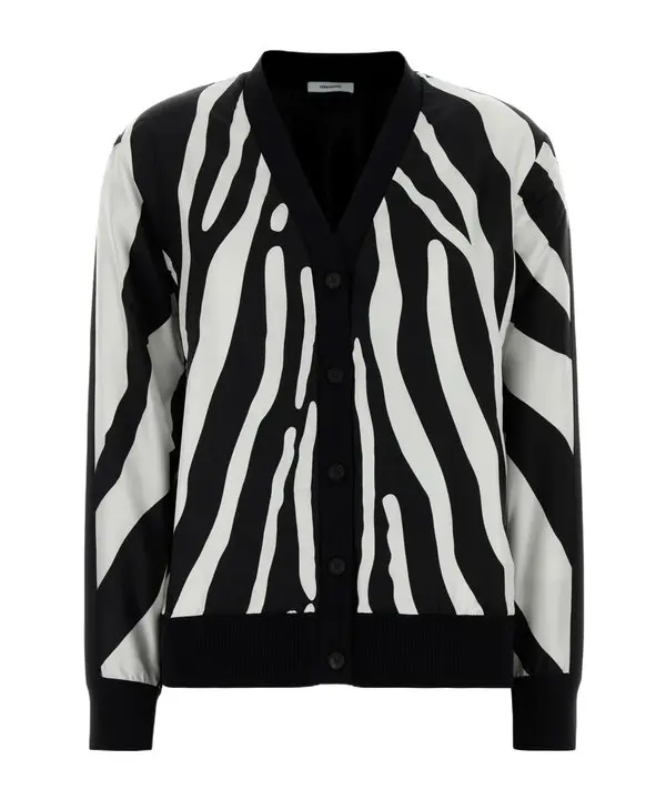 FERRAGAMO Zebra-printed Buttoned Cardigan - Black
