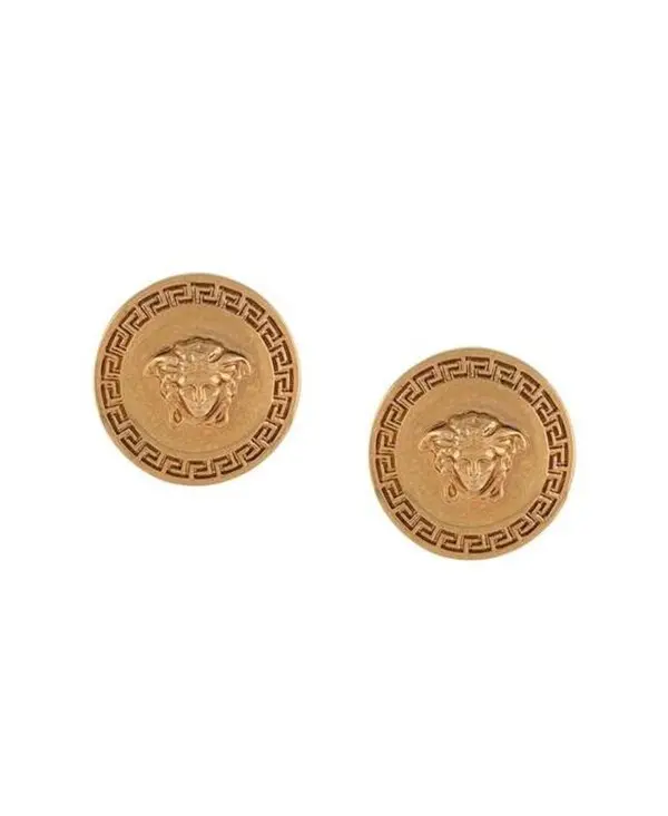 Versace Medusa Motif Round Earrings - Yellow