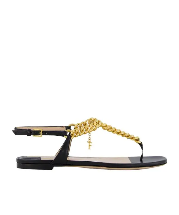 TOM FORD Logo Plaque Chainlink Strap Sandals