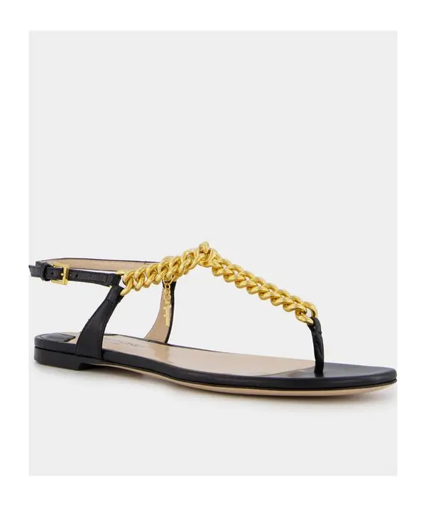 TOM FORD Logo Plaque Chainlink Strap Sandals
