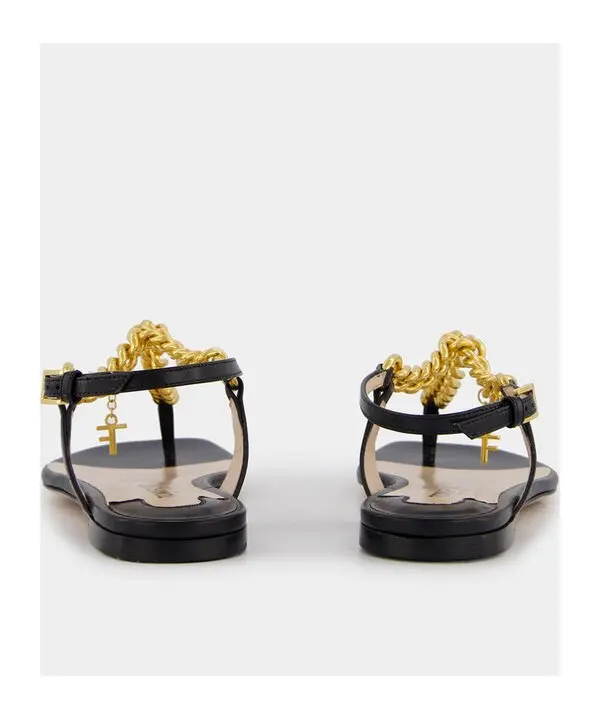 TOM FORD Logo Plaque Chainlink Strap Sandals