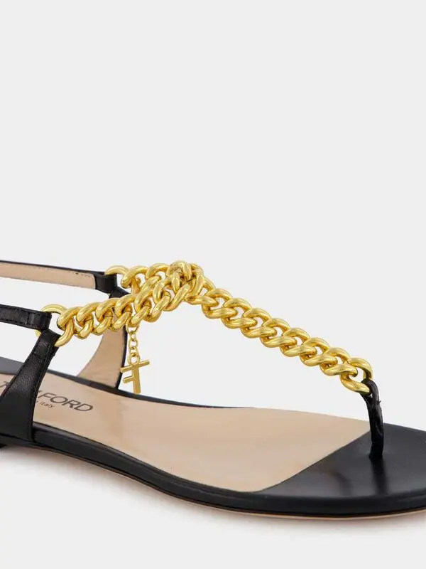 TOM FORD Logo Plaque Chainlink Strap Sandals