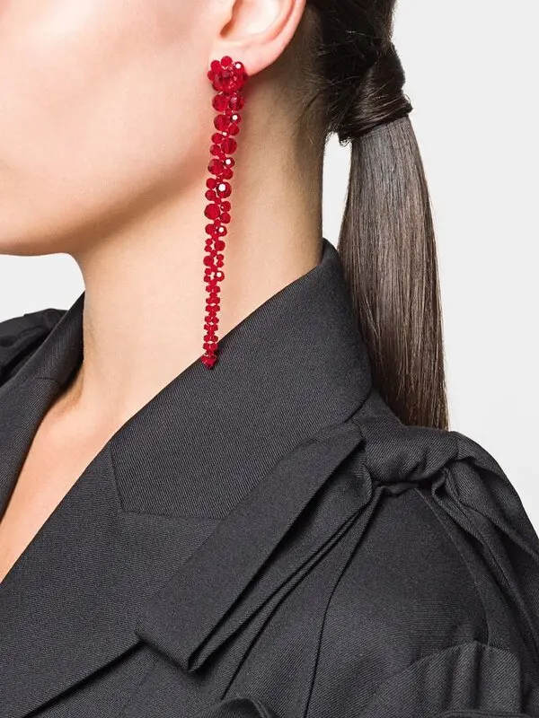 Simone Rocha Drip Crystal Drop Earrings - Red