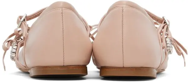 JIMMY CHOO Square Toe Rhinestone Embellished Ballet Flats - Macaron/macaron