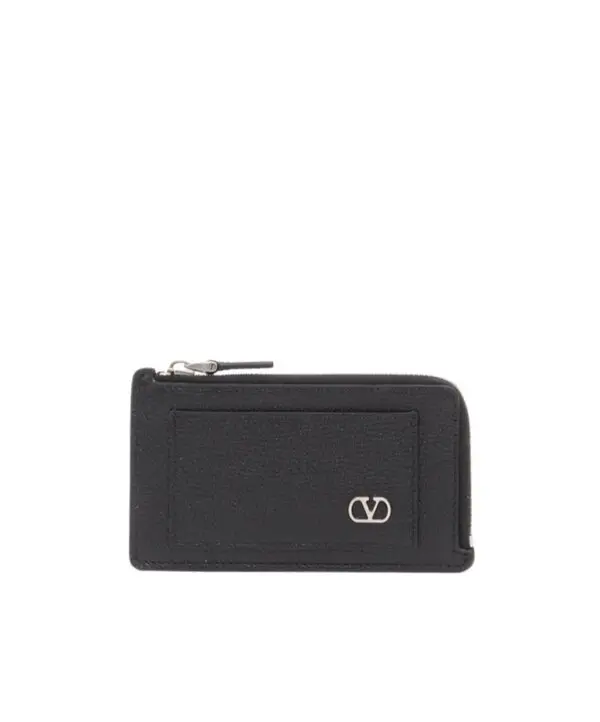 Valentino Garavani Vlogo Signature Zip-up Wallet - Black