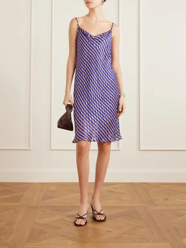 Dries Van Noten Pleated Striped Midi Dress