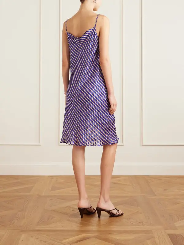 Dries Van Noten Pleated Striped Midi Dress