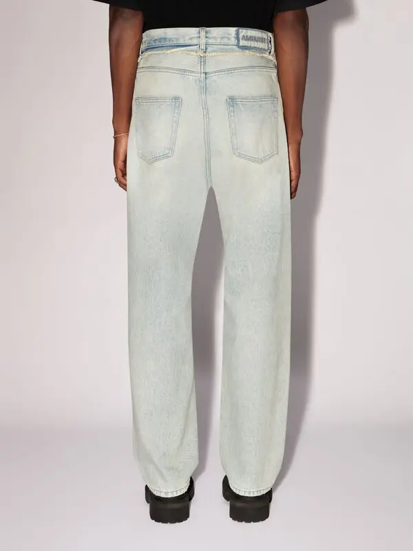 AMBUSH Frayed Straight-leg Jeans - Light Blue