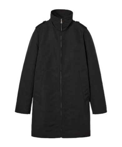 Gucci Faille Coat With Stand Collar And Belted Waist - Black