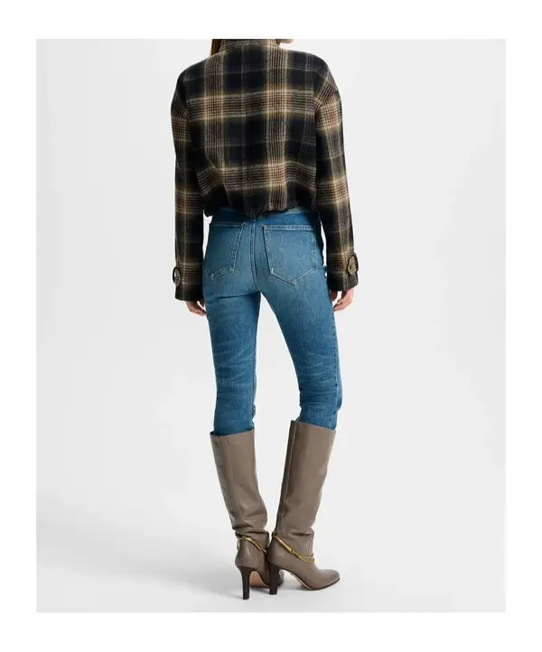 Veronica Beard Plaid Funnel Neck Jacket