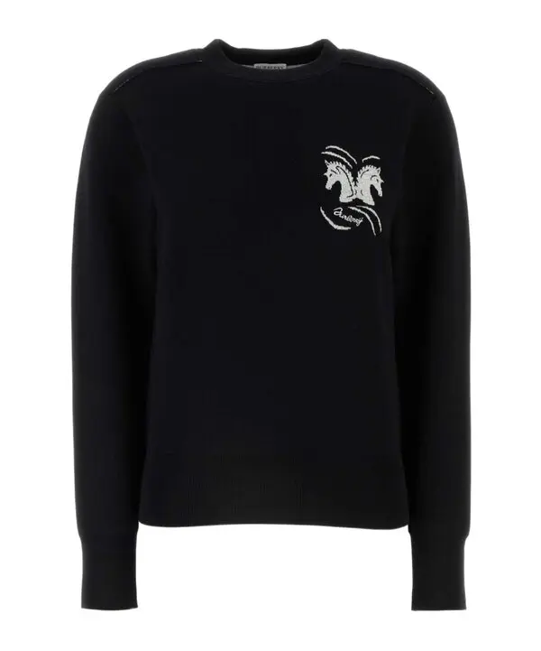 Burberry Mirrored Horse Intarsia-knit Crewneck Jumper - Black