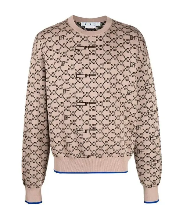 Off-White All-over Monogram Crew Neck Jumper - Nude