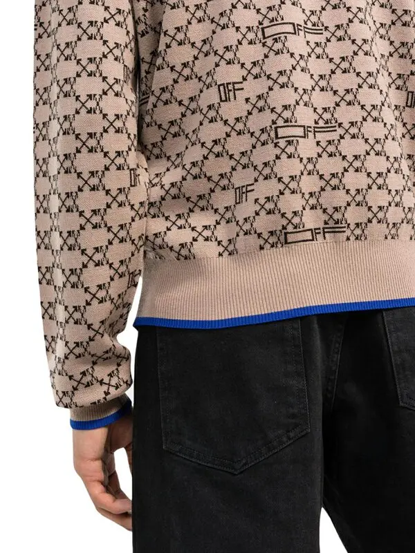 Off-White All-over Monogram Crew Neck Jumper - Nude