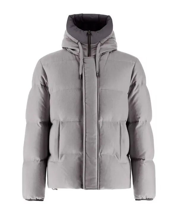 Herno Long-sleeved Hooded Down Jacket - Grey