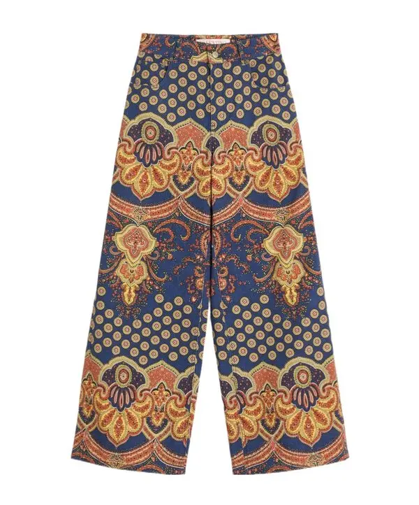 Valentino Garavani Paisley-printed Wide-leg Jeans - Indaco/arancio/giallo