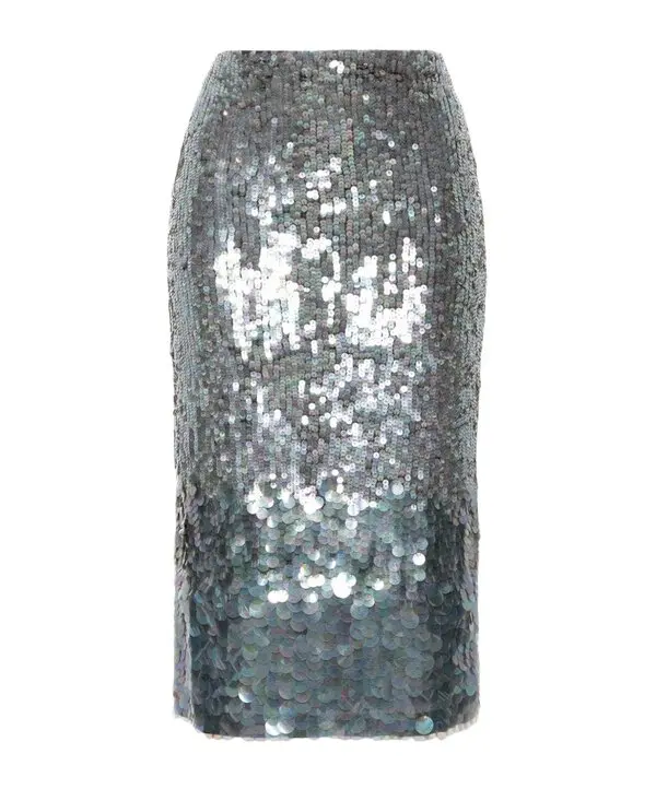 P.a.r.o.s.h Sequin Embellished Midi Skirt - Gray