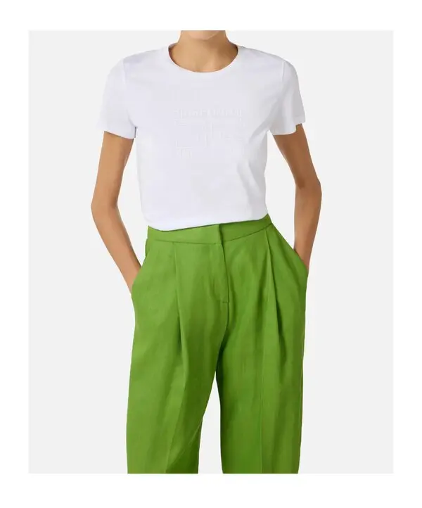 Elisabetta Franchi Embroidered Logo Crewneck T-shirt - Chalk