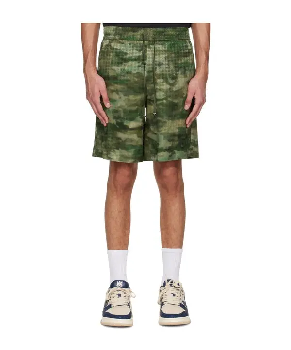 Amiri Camouflage Jacquard Logo Shorts - Green